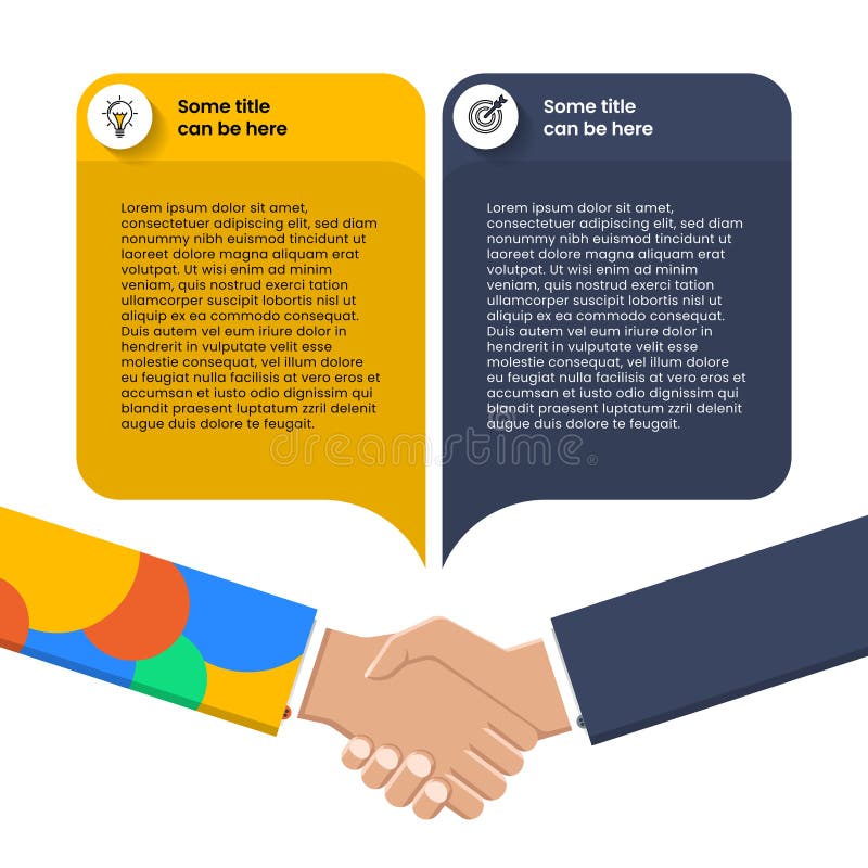 Infographic Template. Handshake with 2 Steps and Icons Stock Vector ...