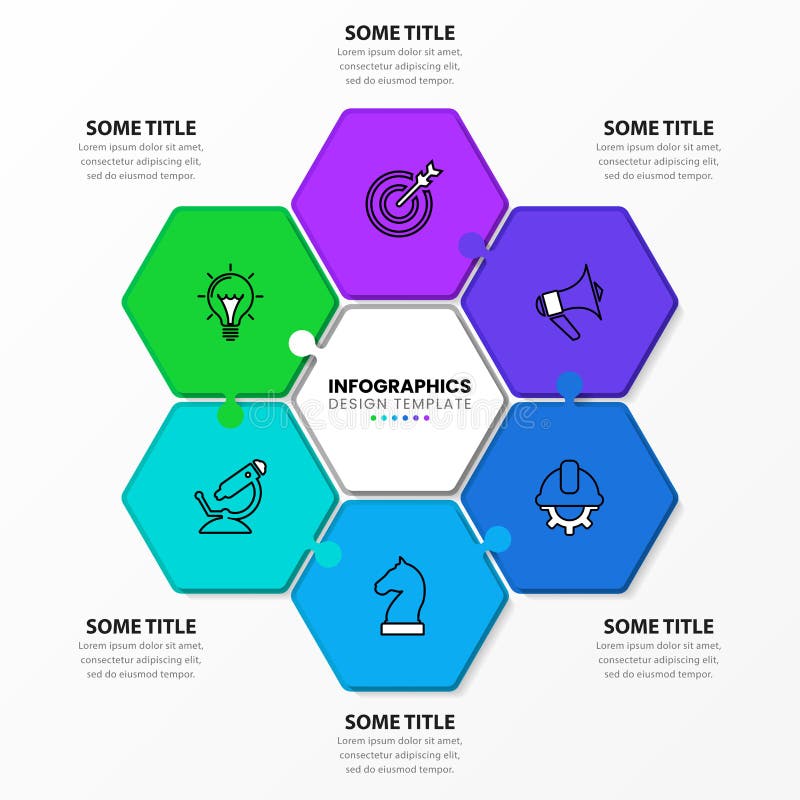 Infographic Template. Hexagon with 6 Steps and Icons Stock Illustration ...