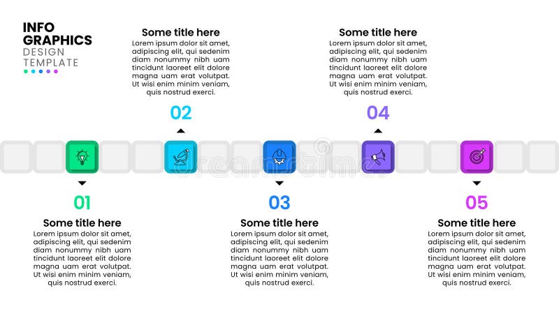 Infographic Template. Horizontal Line with 5 Squares Stock Illustration ...