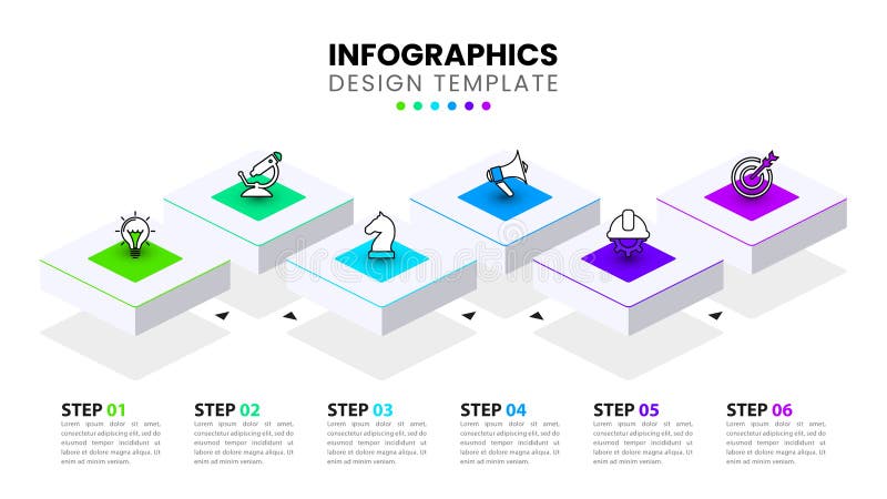 Infographic Template. 6 Levitating Squares with Icons Stock ...