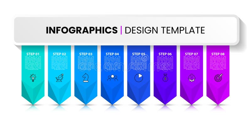 Infographic Template. 8 Banners with Arrows and Text in a Row Stock ...