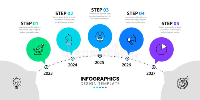 Infographic Template. Timeline with 5 Points, Years and Icons Stock ...