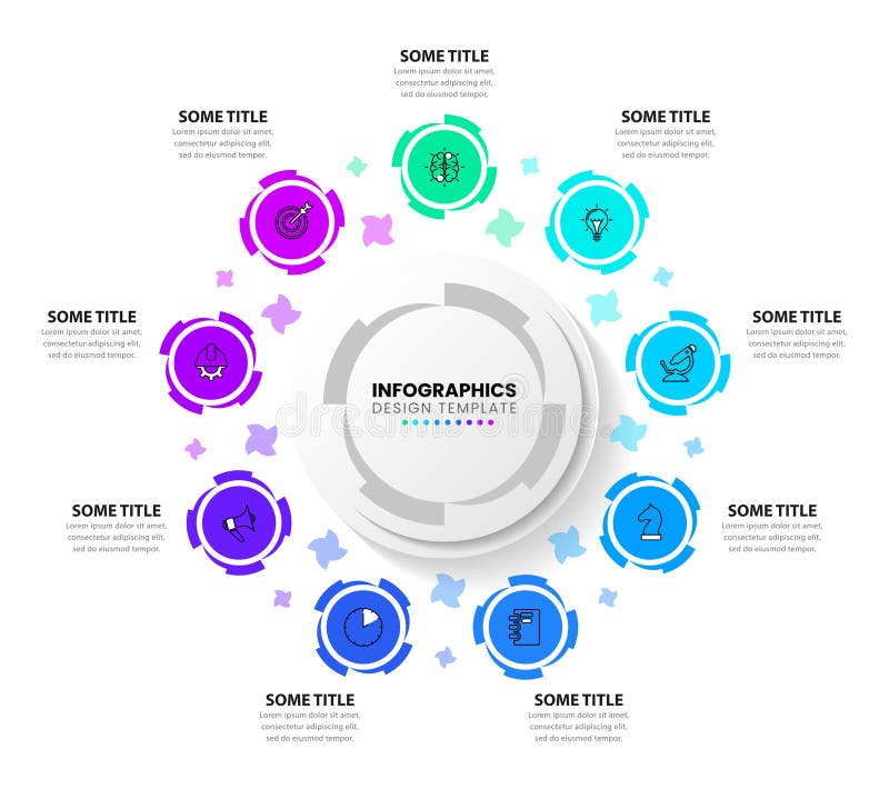 Infographic Template. Gear with 9 Steps and Icons Stock Vector ...