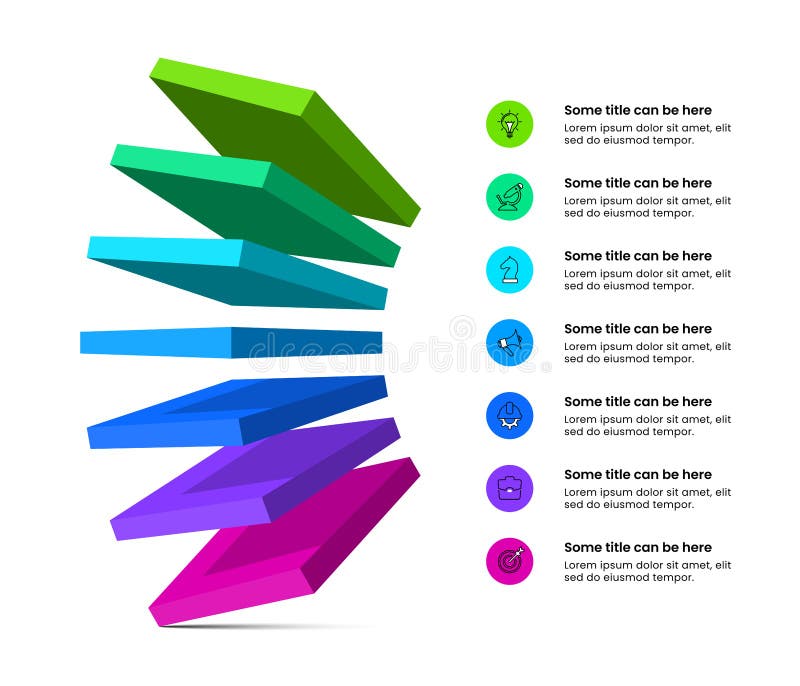 Infographic Template. Seven 3D Squares in a Column Stock Vector ...