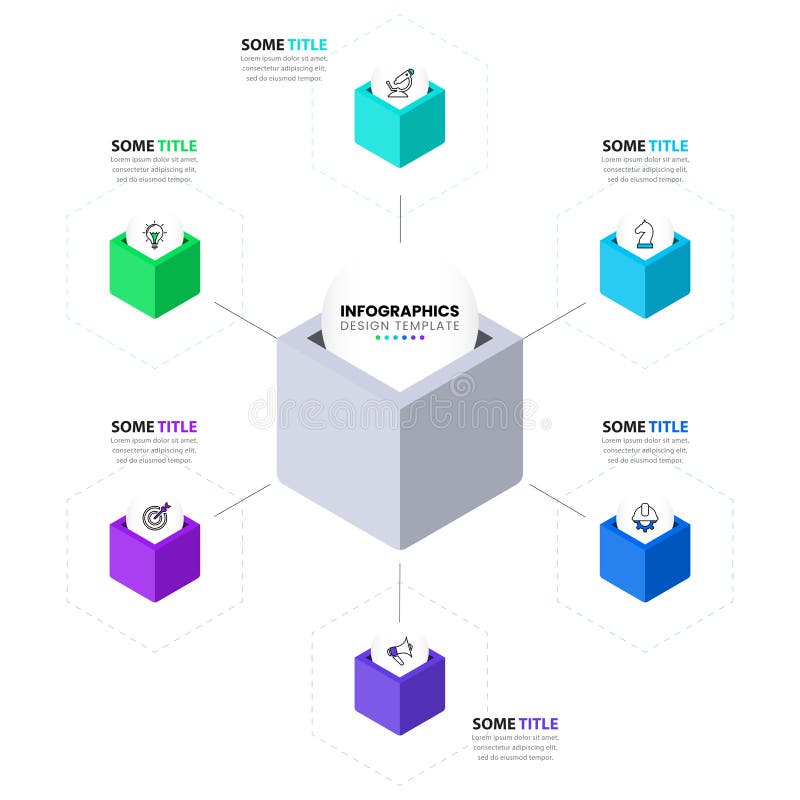 Infographic Template. 6 Isometric Cubes with Icons Stock Vector ...