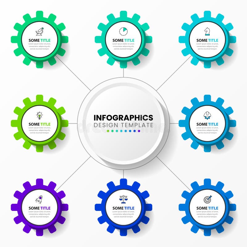 Infographic Template with Icons and 8 Options or Steps. Gears Stock ...