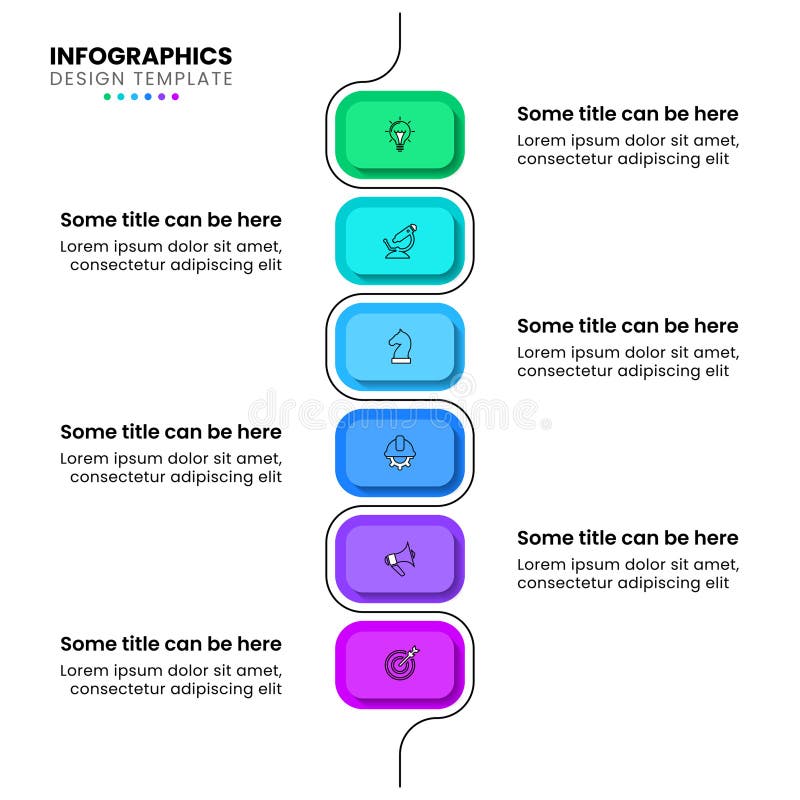 Infographic Template. a Vertical Path with 6 Rectangles Stock Vector ...