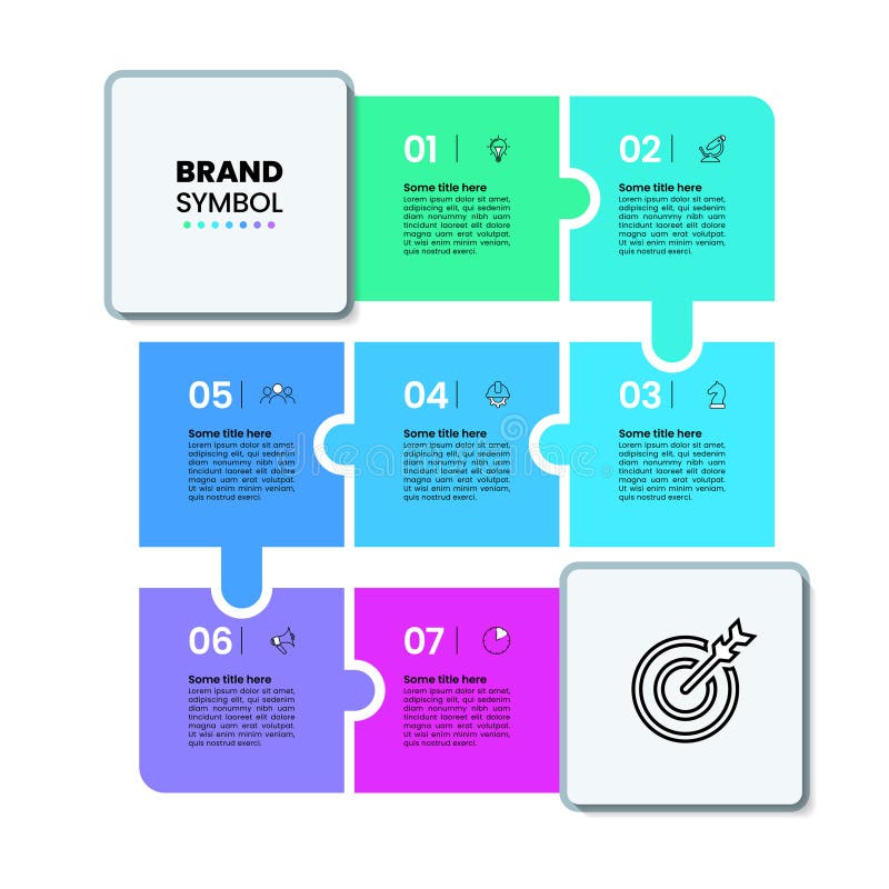 Infographic Template. Line with 7 Steps and Puzzle Pieces Stock Vector ...