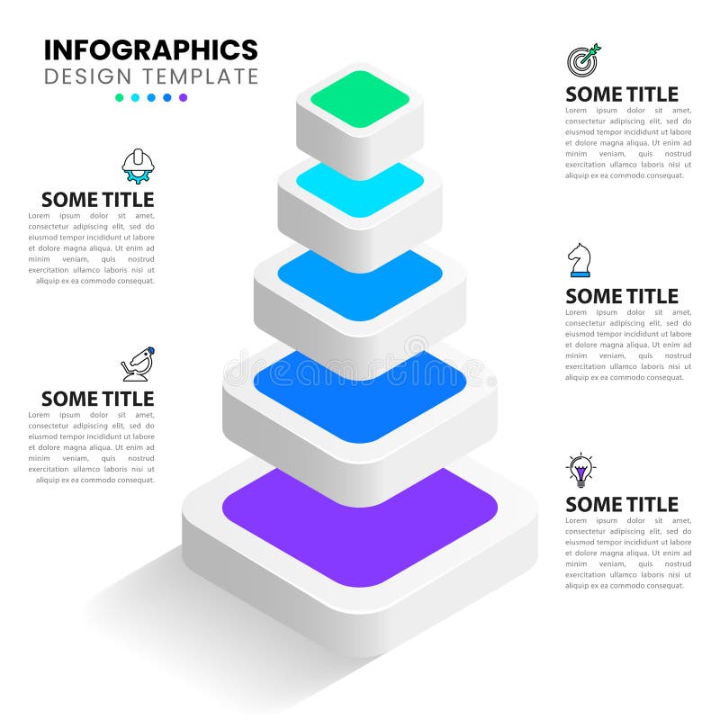 Infographic Template. Isometric Pyramid with 5 Steps Stock Illustration ...
