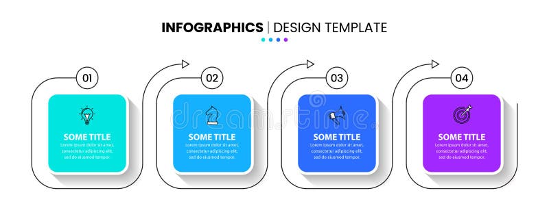 Infographic Template. 4 Squares in a Row with Text and Arrows Stock ...