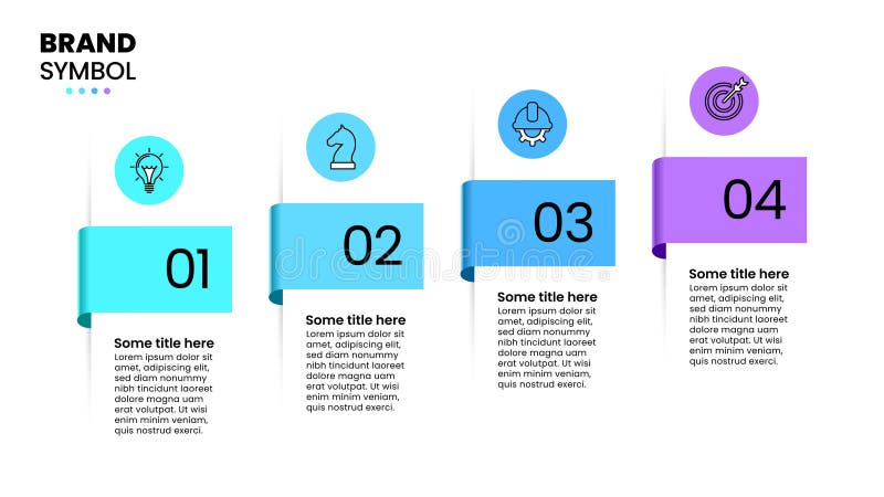Infographic Template. Ribbons with 4 Steps and Icons Stock Illustration ...