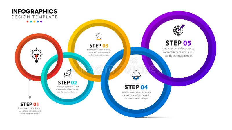 Infographic Template with Icons and 5 Options or Steps. Rings Stock ...