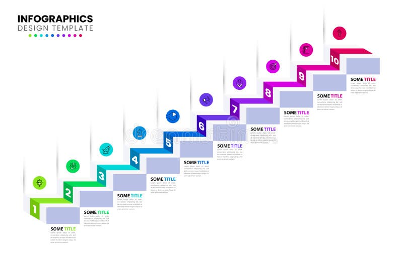 Infographic Template. Staircase with 10 Steps and Numbers Stock Vector ...