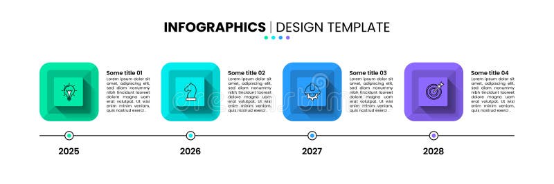 Infographic Template. Timeline with 4 Steps in a Row Stock Vector ...