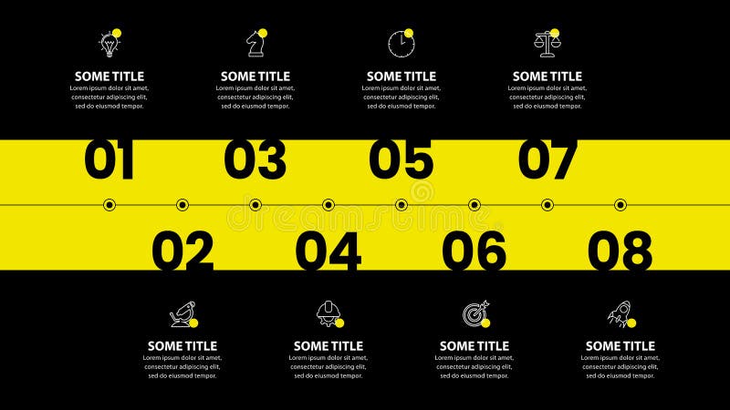 Infographic Template. Yellow Timeline with 8 Steps Stock Vector ...