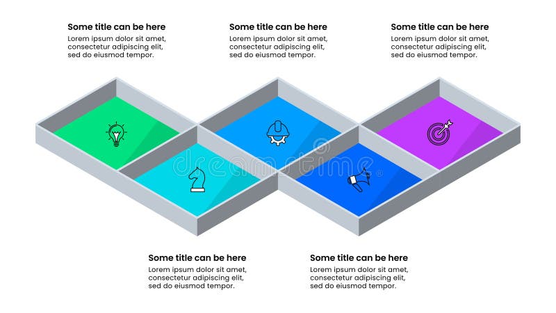 Infographic Template. 5 Isometric Boxes with Icons Stock Vector ...