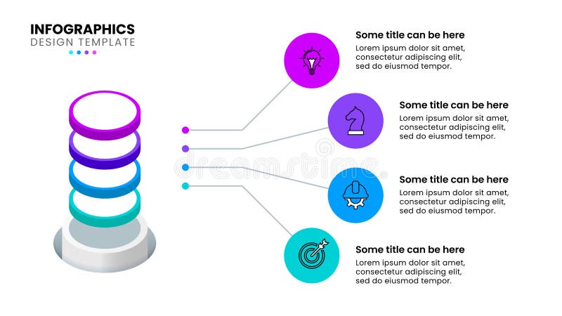 Infographic Template. 4 Isometric Circles in a Column. Vector Stock ...