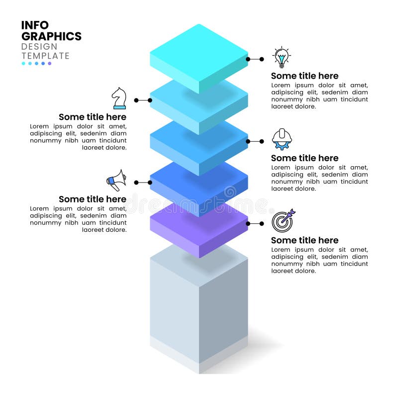 Infographic Template. Isometric Column with 5 Steps Stock Vector ...