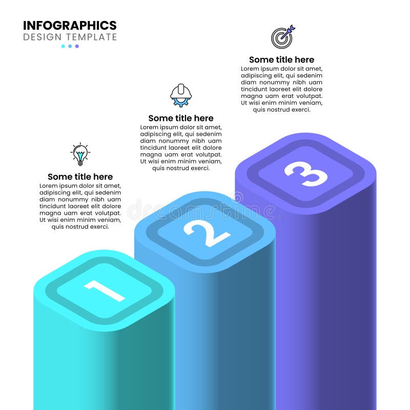 Infographic Template. 3 Isometric Columns with Numbers Stock Vector ...