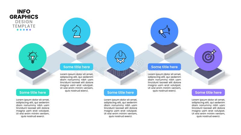 Infographic Template. Isometric Line with 5 Steps Stock Vector ...