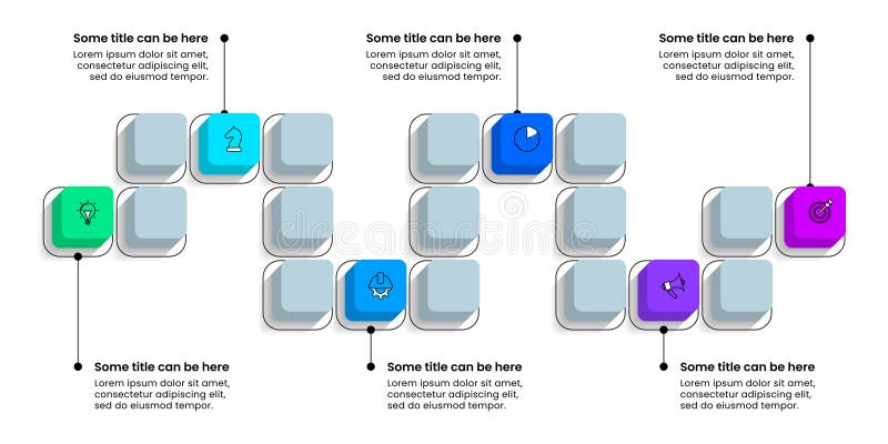 Infographic Template. Isometric Path with 6 Steps and Icons Stock ...