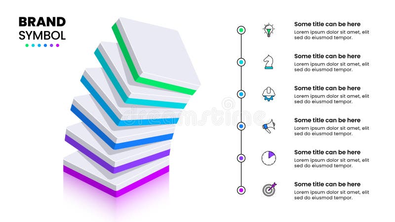 Infographic Template. Isometric Tower with 6 Steps. Vector Stock Vector ...