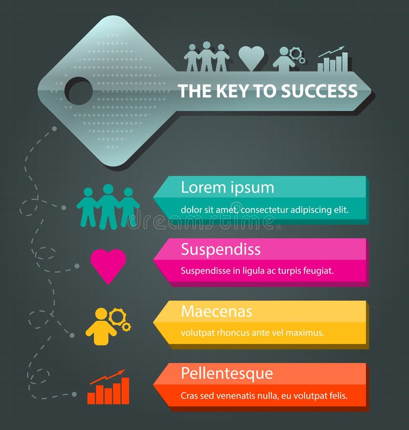 Infographic Template with Key Business Concept Illustrati Stock Vector ...