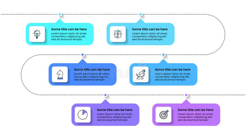 Infographic Template. Line with Banners and 6 Steps Stock Illustration ...