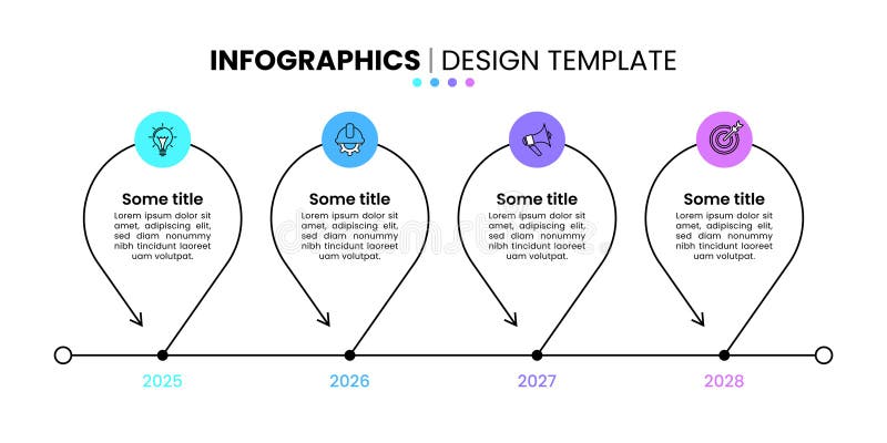 Infographic Template. Line with 4 Pointers and Icons Stock Illustration ...
