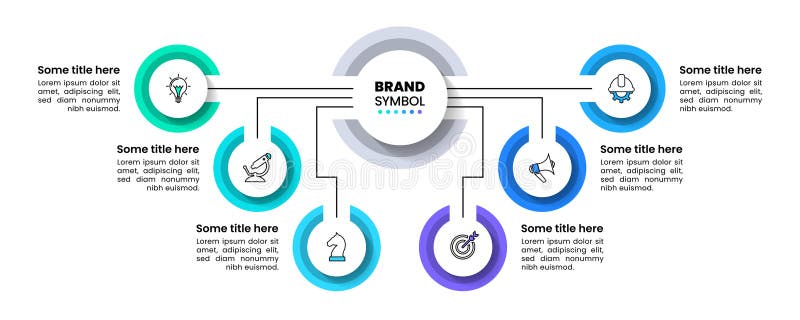 Infographic Template. 6 Linked Circles with Icons Stock Vector ...