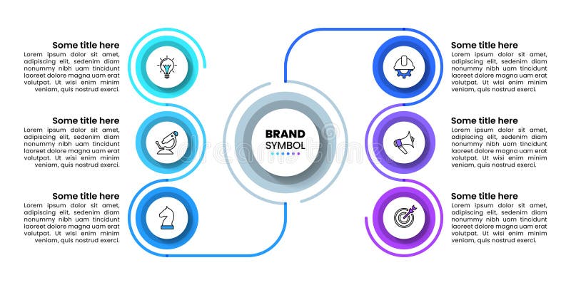 Infographic Template. 6 Linked Circles with Icons Stock Vector ...