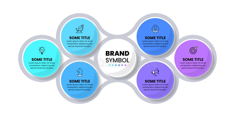 Infographic Template. 6 Linked Circles with Icons Stock Vector ...