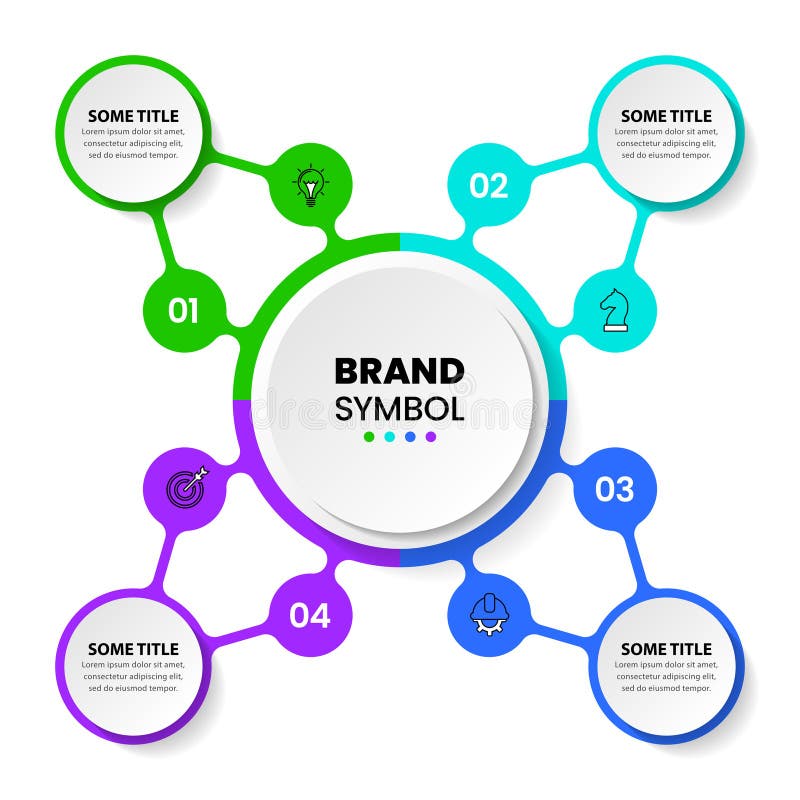 Infographic Template. 4 Linked Circles with Icons and Text Stock Vector ...