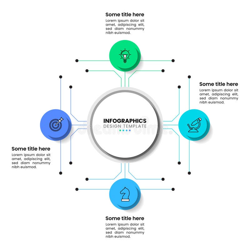 Infographic Template. Linked Circles with 4 Steps Connected To the ...