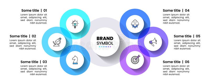 Infographic Template. Linked Circles with 6 Steps and Icons Stock ...