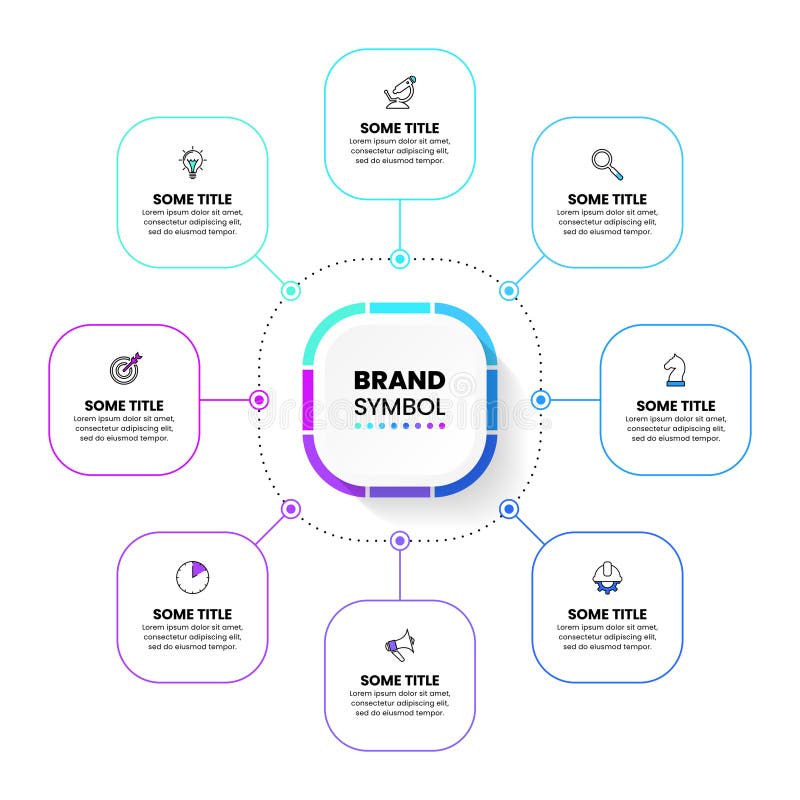 Infographic Template. 8 Linked Squares with a Title in the Middle Stock ...