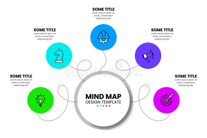 Infographic Template. Mind Map with 5 Steps Connected To the Title ...