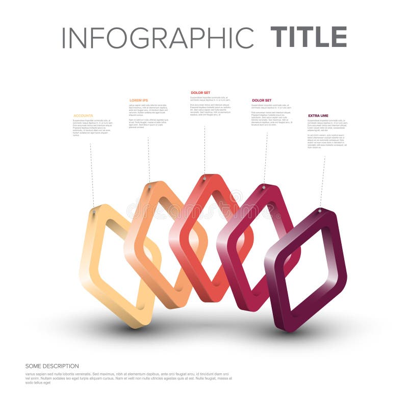 Infographic Template with Modern 3D Hanging Rhombus Shapes Stock ...