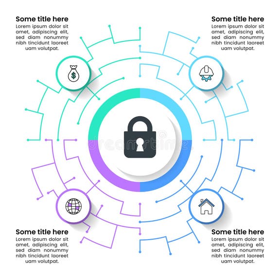 Infographic Template. Network Lock with 4 Steps Stock Vector ...