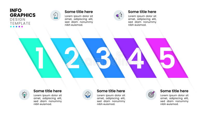 Infographic Template. Numbered Strips with 5 Steps Stock Vector ...