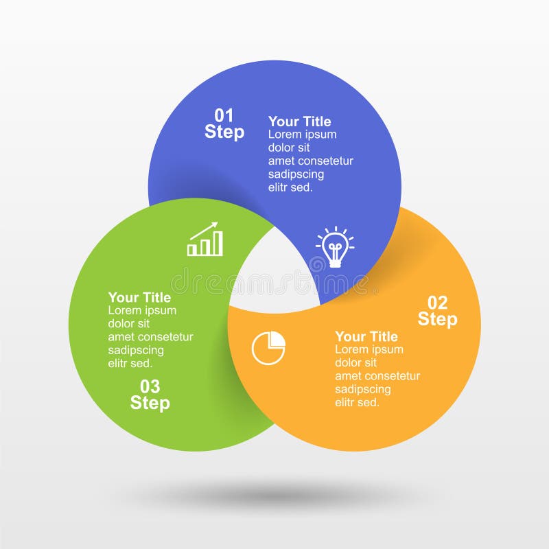 Business Process Chart Infographics with 3 Step Circles. Circular ...