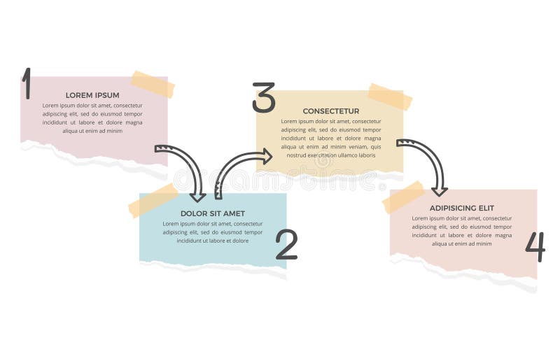 Infographic Template with 4 Options with Paper Notes Stock Vector ...