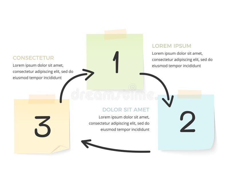 Infographic Template with 3 Options with Paper Notes Stock Vector ...