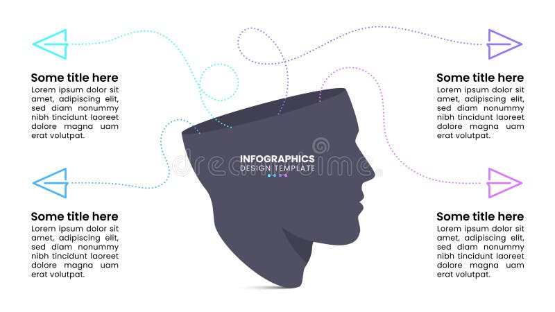 Infographic Template. 4 Paper Planes As Ideas in Head Stock ...