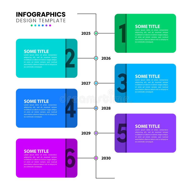 Infographic Template. Vertical Timeline with 6 Banners and Years Stock ...