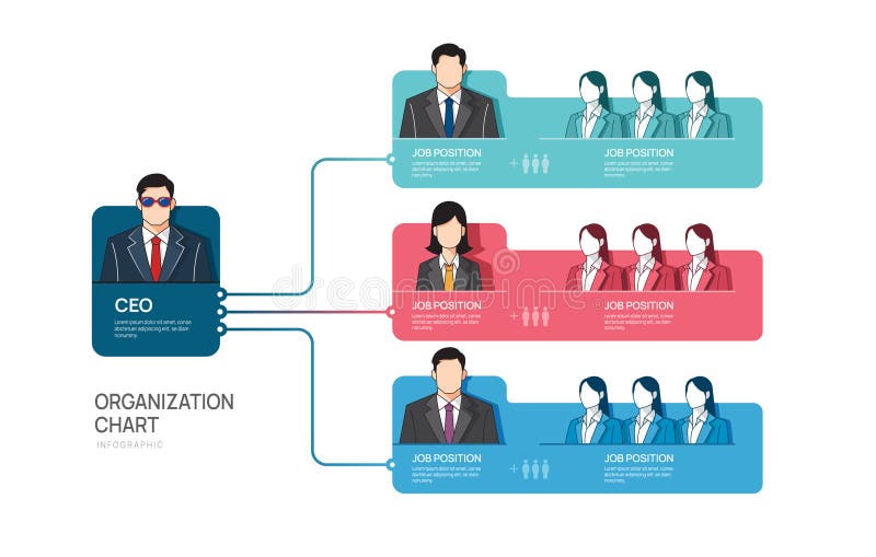Infographic Template for Organization Chart with Business Avatar Icons ...