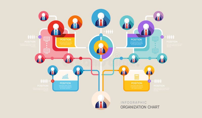 Infographic Template for Organization Chart with Business Avatar Icons ...
