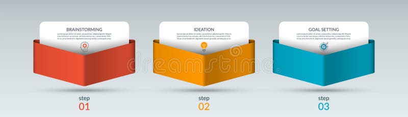 Infographic Template With 3 Paper Arrows Pointing Down. Can Be Used For ...