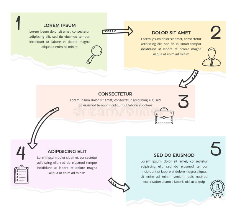Infographic Template with 4 Paper Notes Stock Vector - Illustration of ...