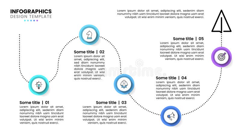 Infographic Template. Paper Plane with Path and 5 Circles Stock Vector ...